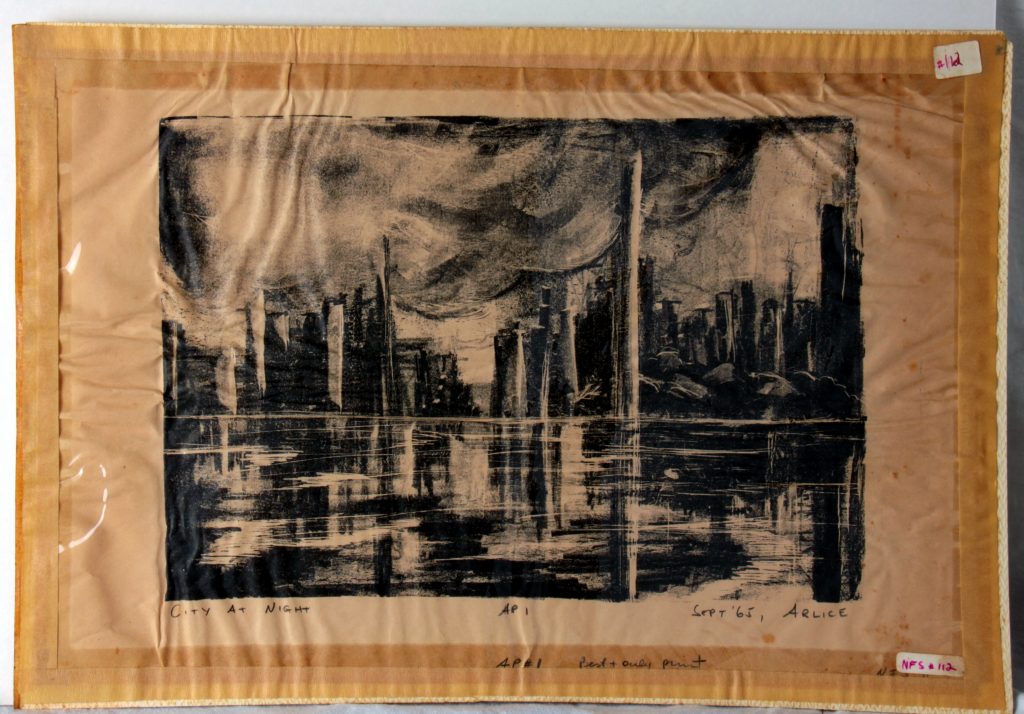 City At Night - Stone Lithograph Arlice's Art Gallery